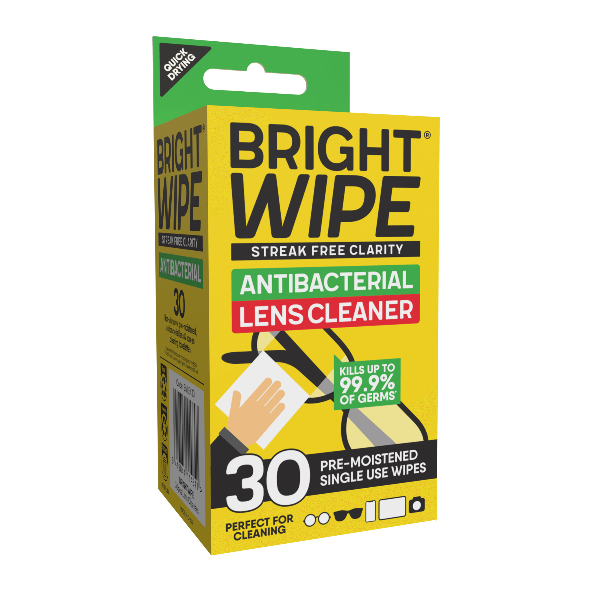 Lens Cleaner Wipes | 30 Pack of Single-Use Wipes – Brightwipe