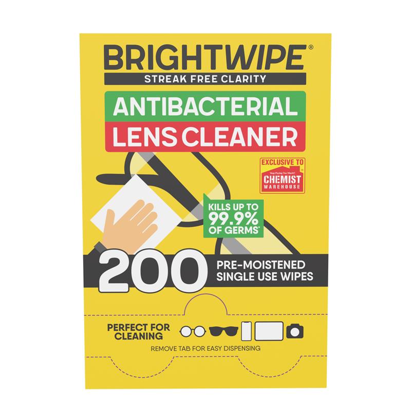Lens Cleaning Wipes | 200 Pack of Single-Use Wipes – Brightwipe
